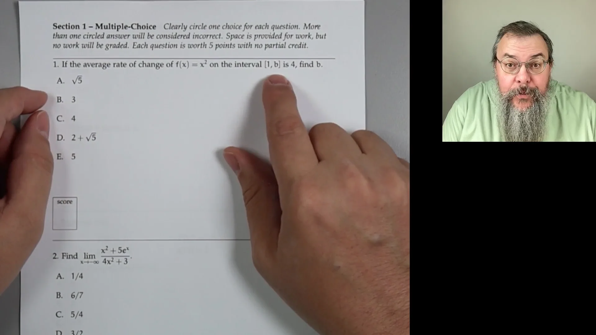 Calc 1, Exam 1 walkthrough (Fall 2024)