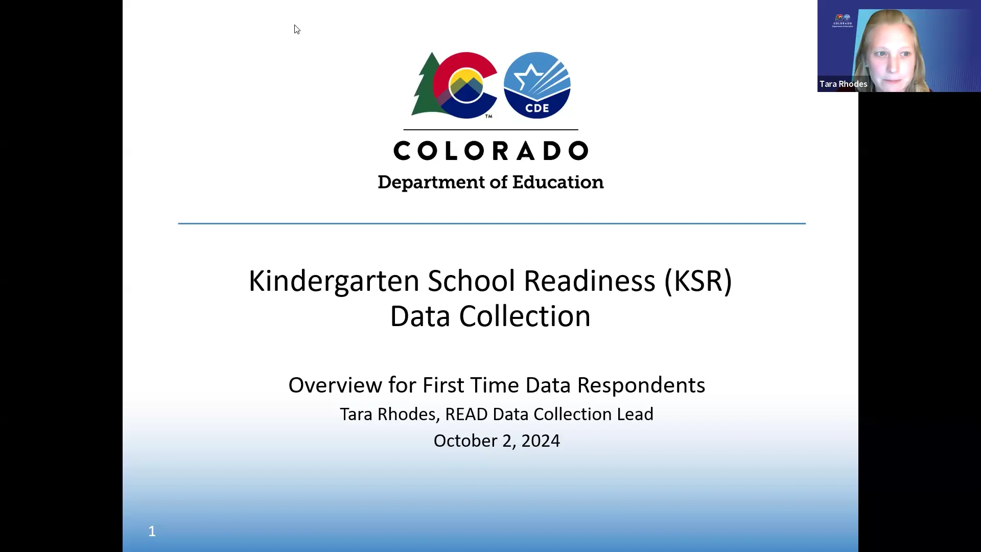 Kindergarten School Readiness (KSR) Data Collection: Overview for first ...