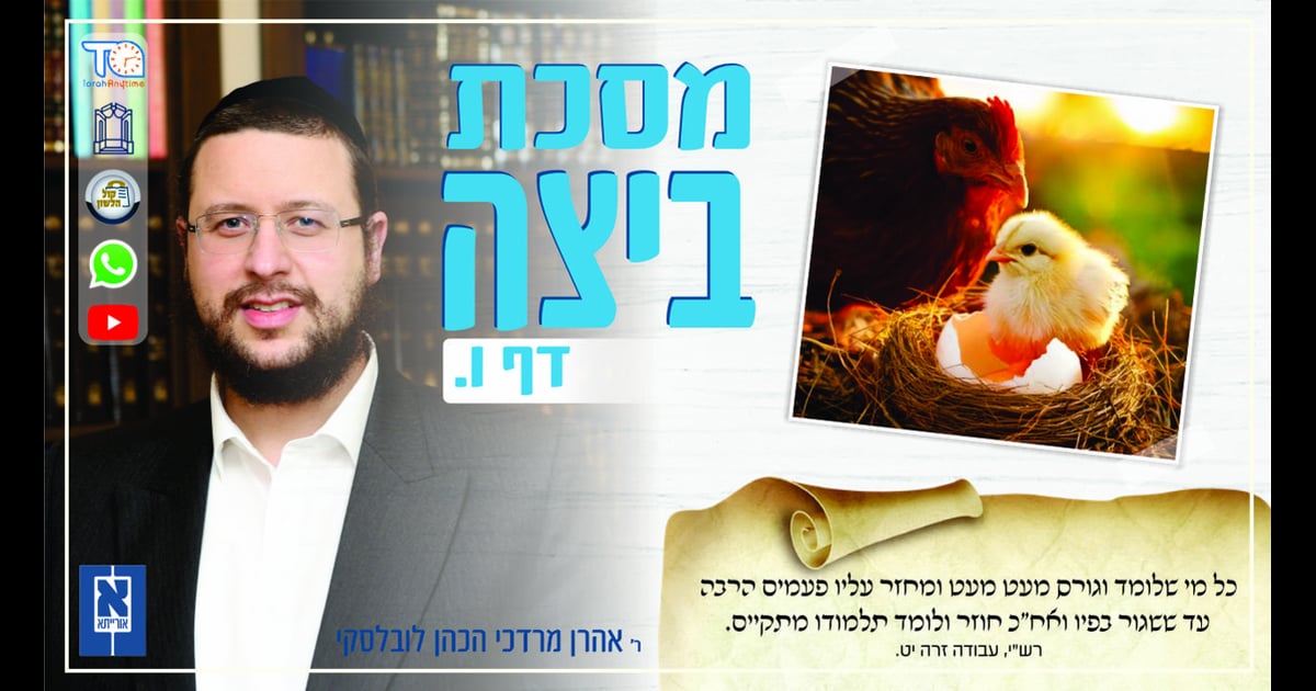 R' Aron Mordechai Lubelsky | Beitzah Daf 6a - Oraysa