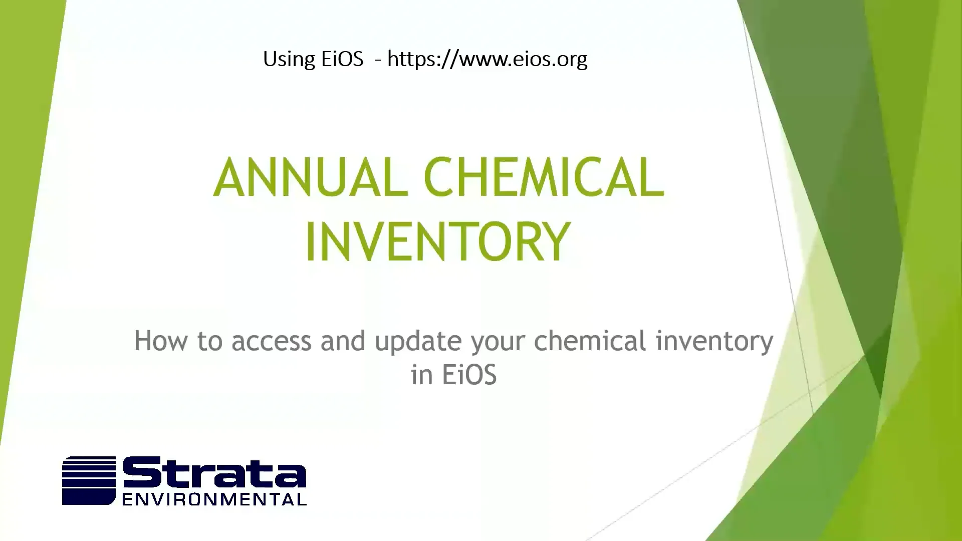 EiOS Training (First Student) - EiOS: Chemical Inventory Annual Update ...