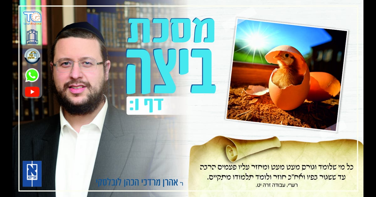 R' Aron Mordechai Lubelsky | Beitzah Daf 6b - Oraysa