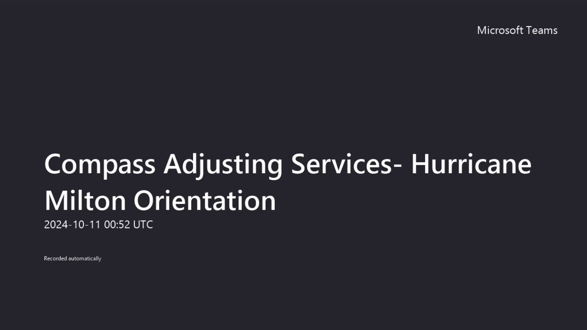 Compass Adjusting Services- Hurricane Milton Orientation