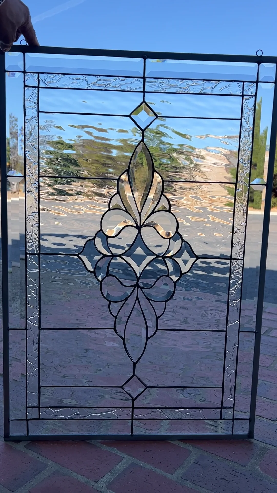 The Danville Beveled All Clear Stained Glass Window Panel
