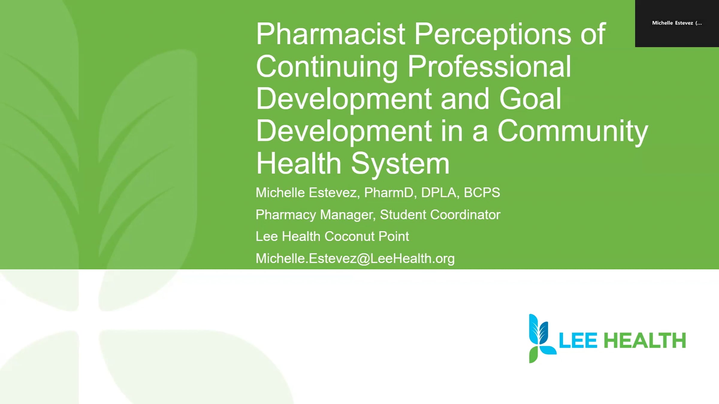 Pharmacist Perceptions of CPD and Goal Development in a Community ...