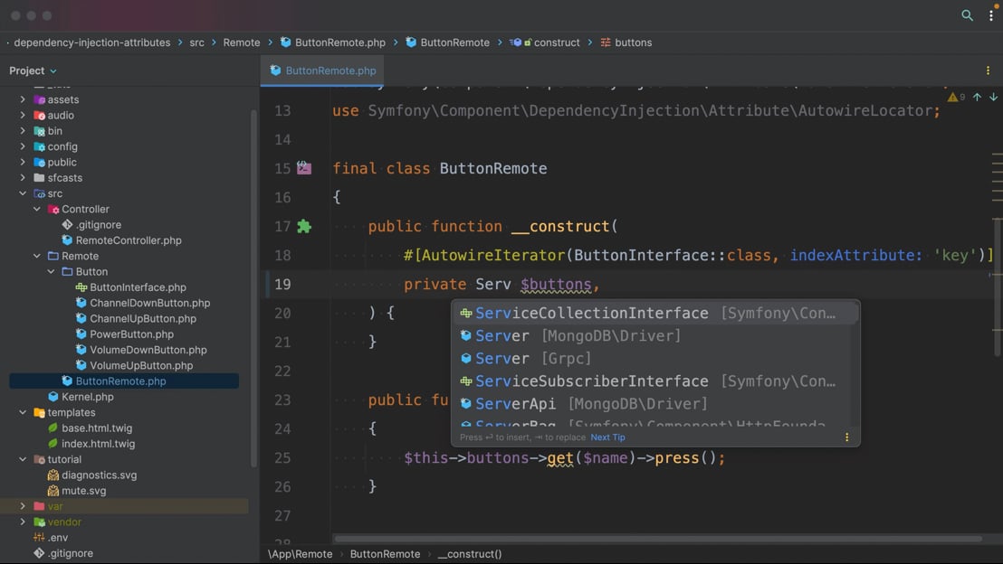 Container And Iterator With Servicecollectioninterface Dependency