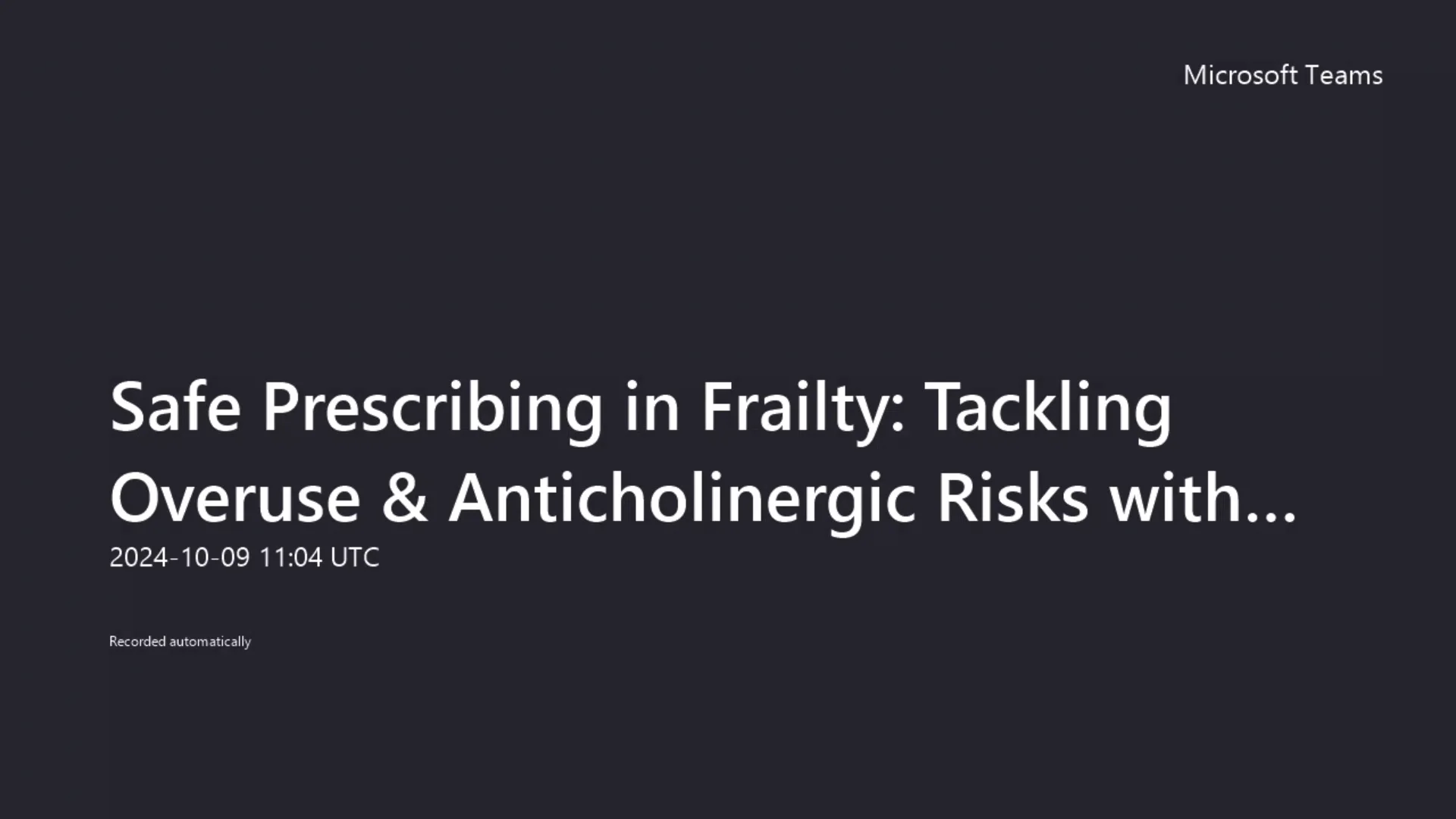 Safe Prescribing in Frailty Tackling Overuse & Anticholinergic Risks ...