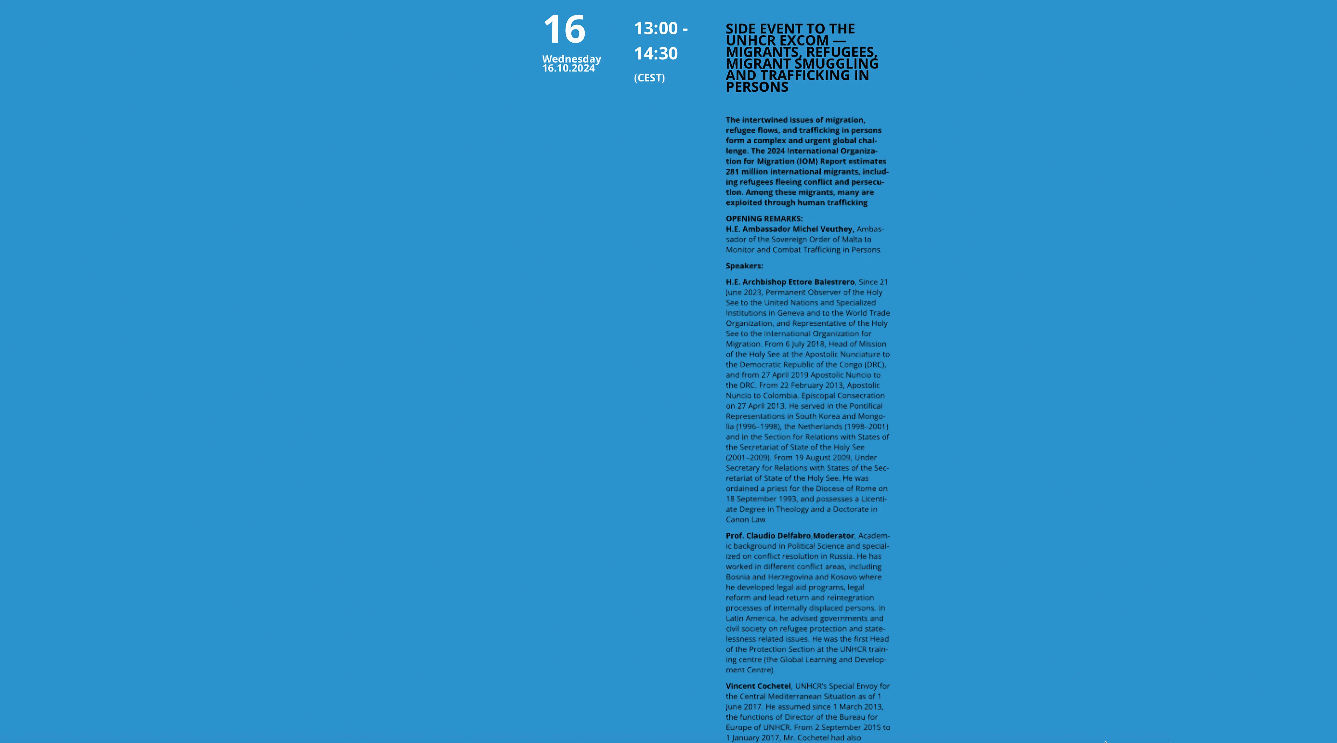 SIDE EVENT TO THE UNHCR EXCOM - MIGRANTS, REFUGEES, MIGRANT SMUGGLING ...