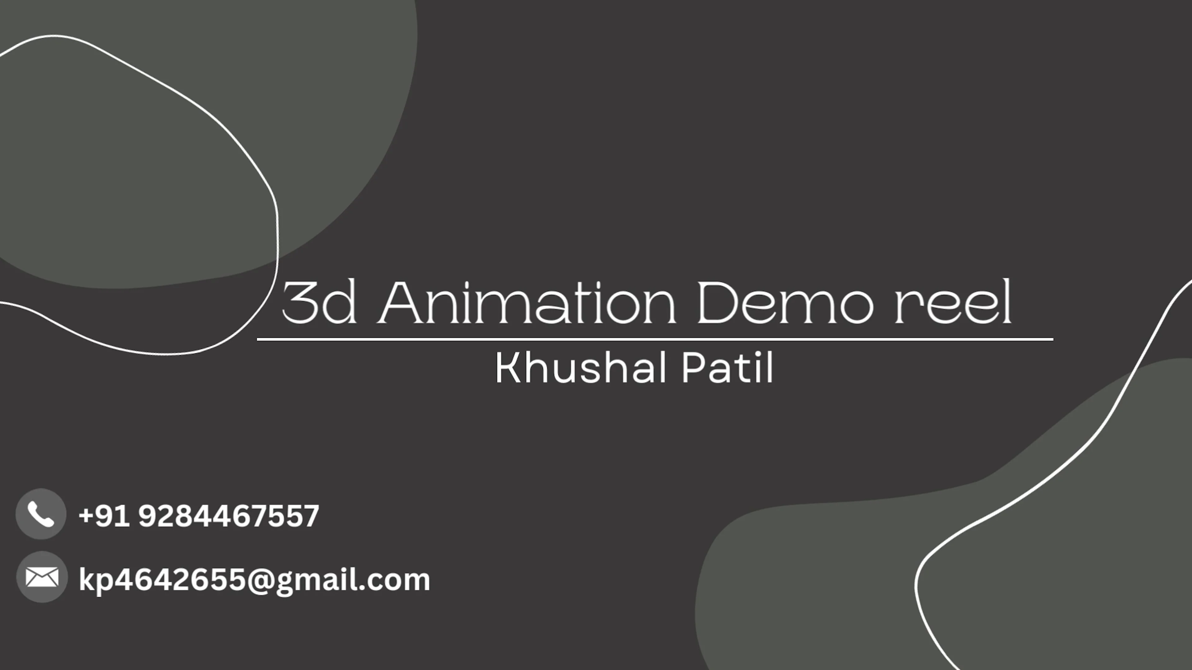 3D Animation Showreel Khushal Patil
