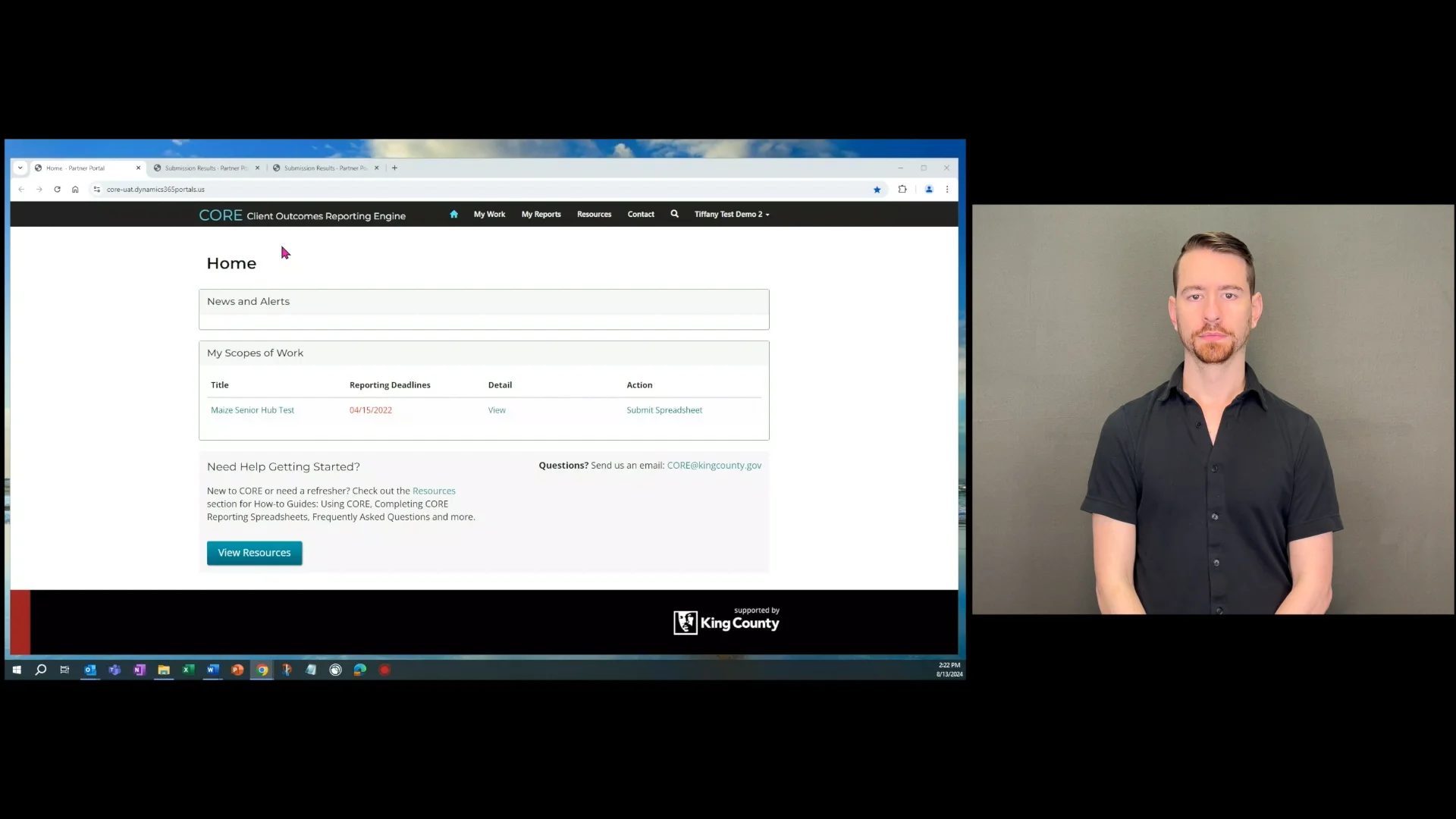 Submit CORE Spreadsheet with ASL