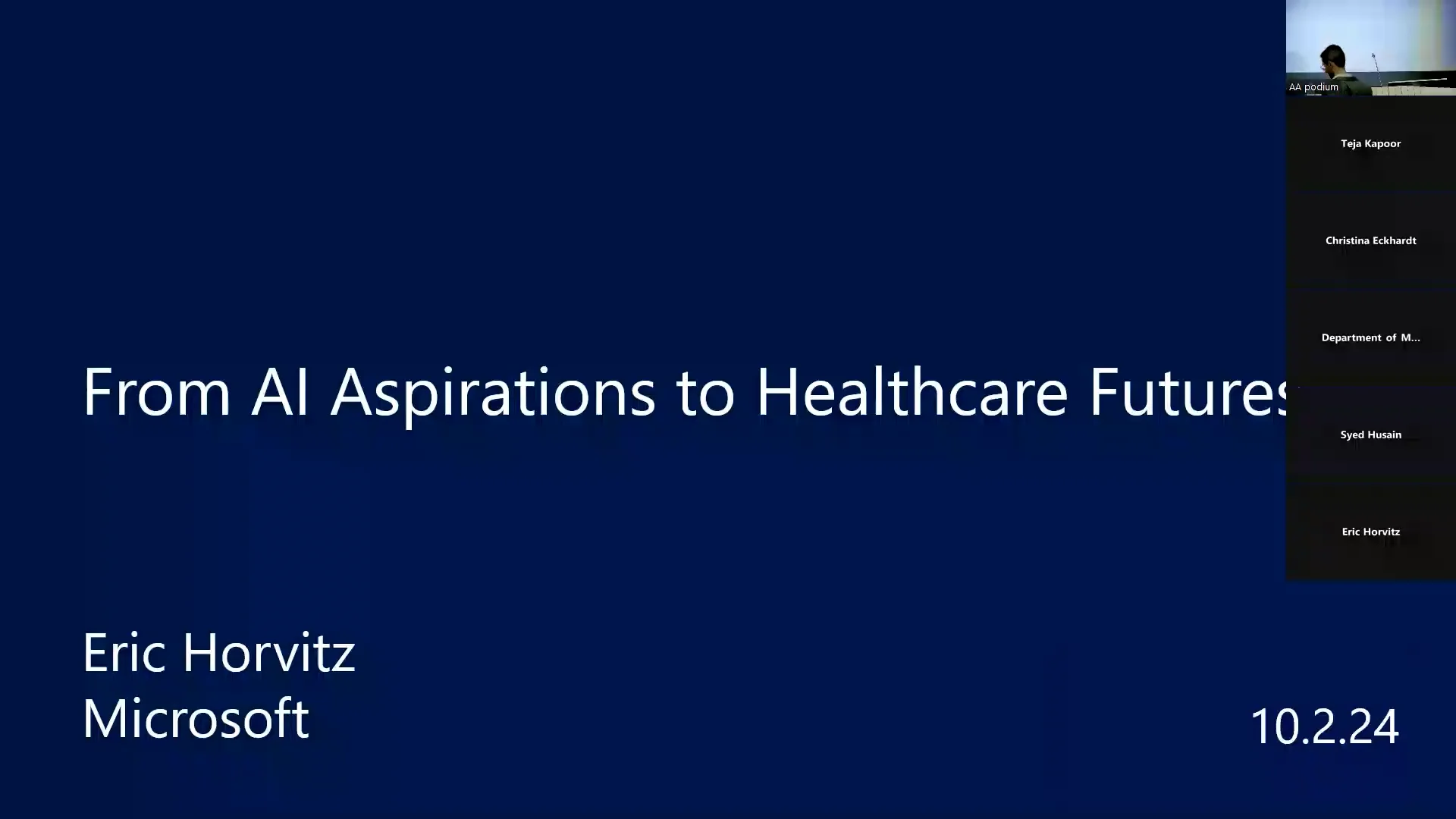 Eric_Horvitz_Grand_Rounds_Dept_Medicine_Columbia_10-2-2024