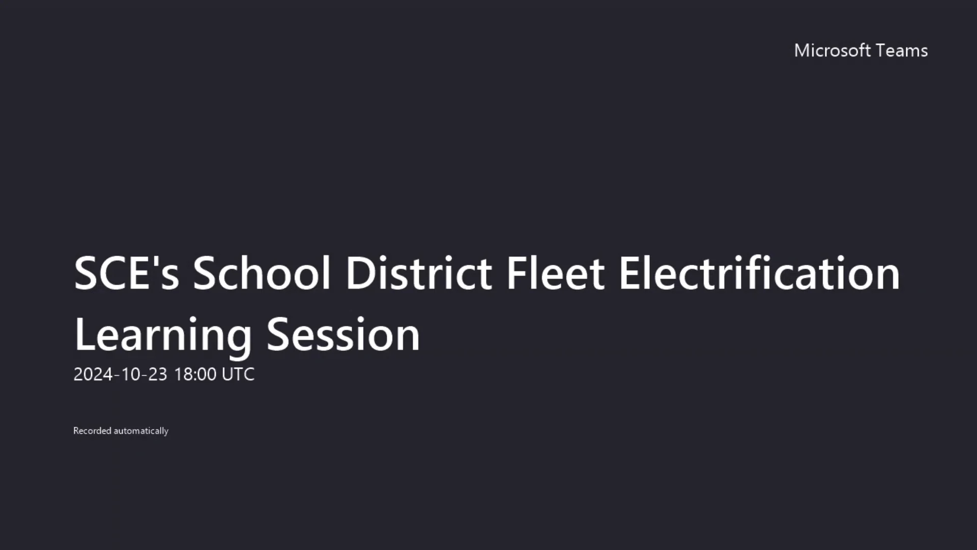 SCE's School District Fleet Electrification Learning Session