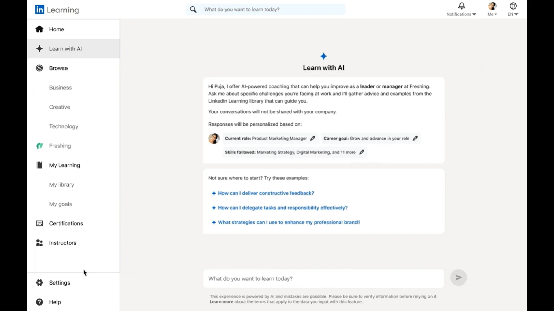 LinkedIn Learning AI Demo