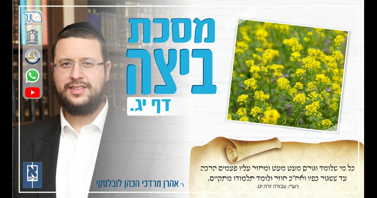 R' Aron Mordechai Lubelsky | Beitzah Daf 13a - Oraysa
