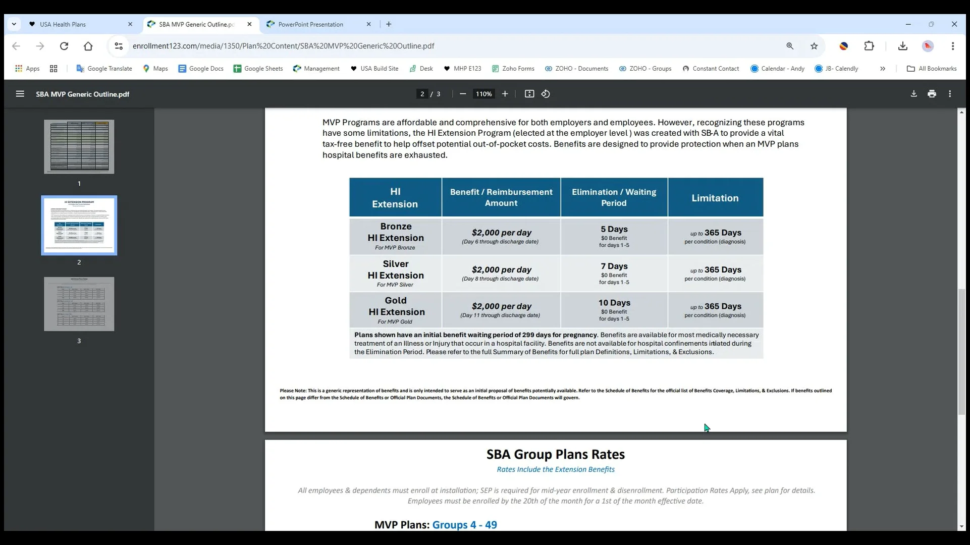 4. Group SBA Plans - W2 & 1099