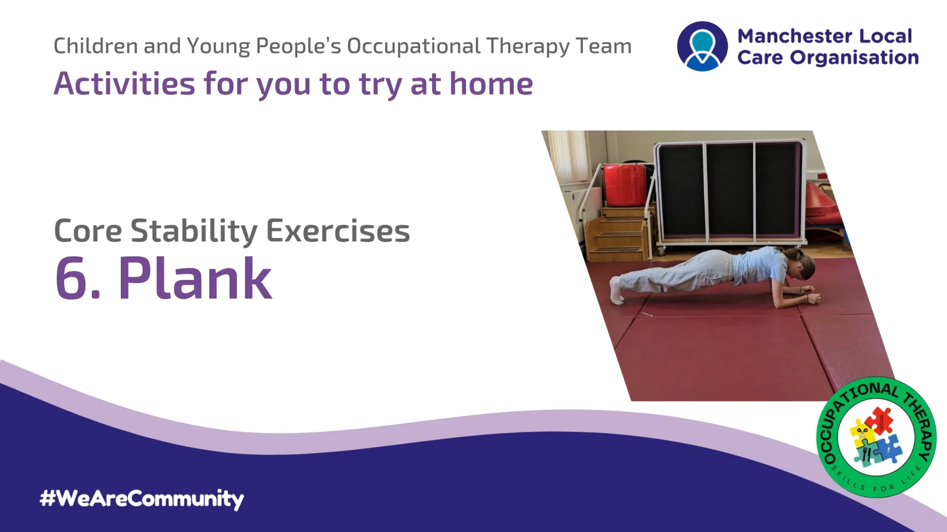 Core Stability Exercises - 6. Plank - MLCO Children's OT