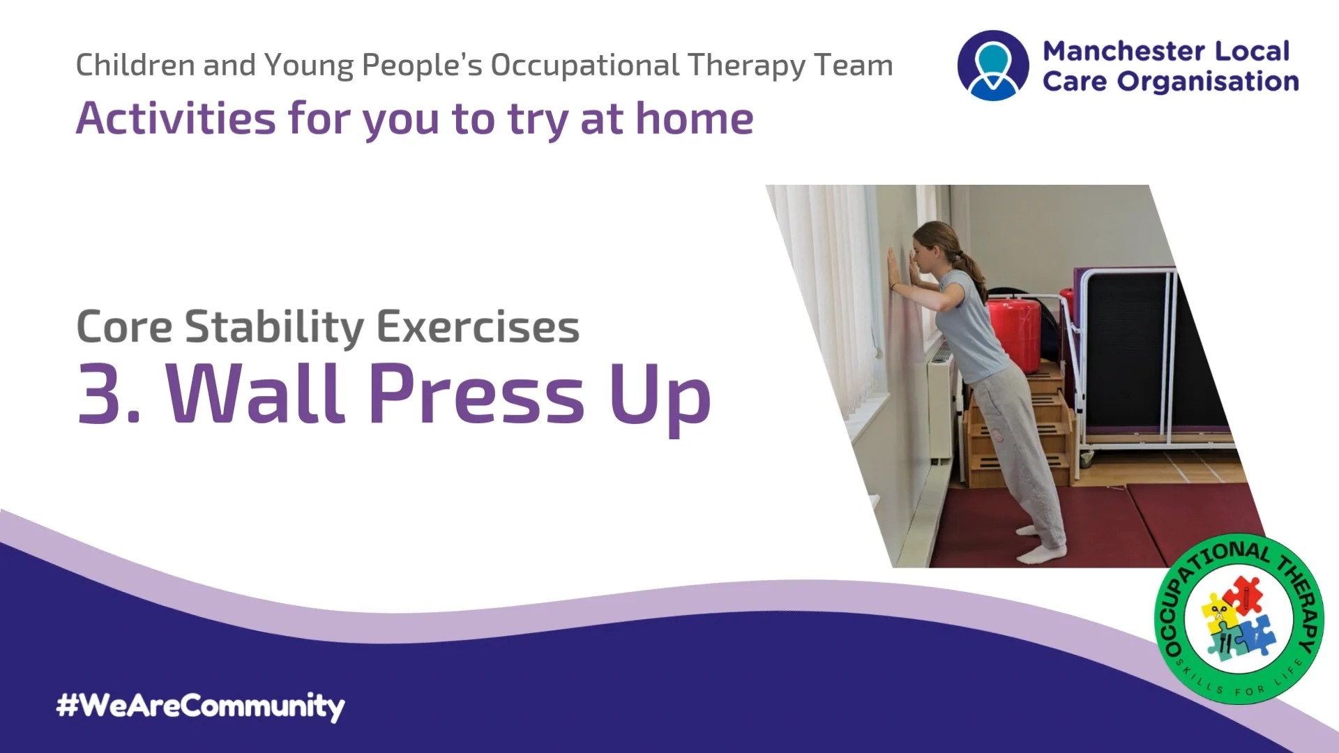 Core Stability Exercises - 3. Wall Press Up - MLCO Children's OT