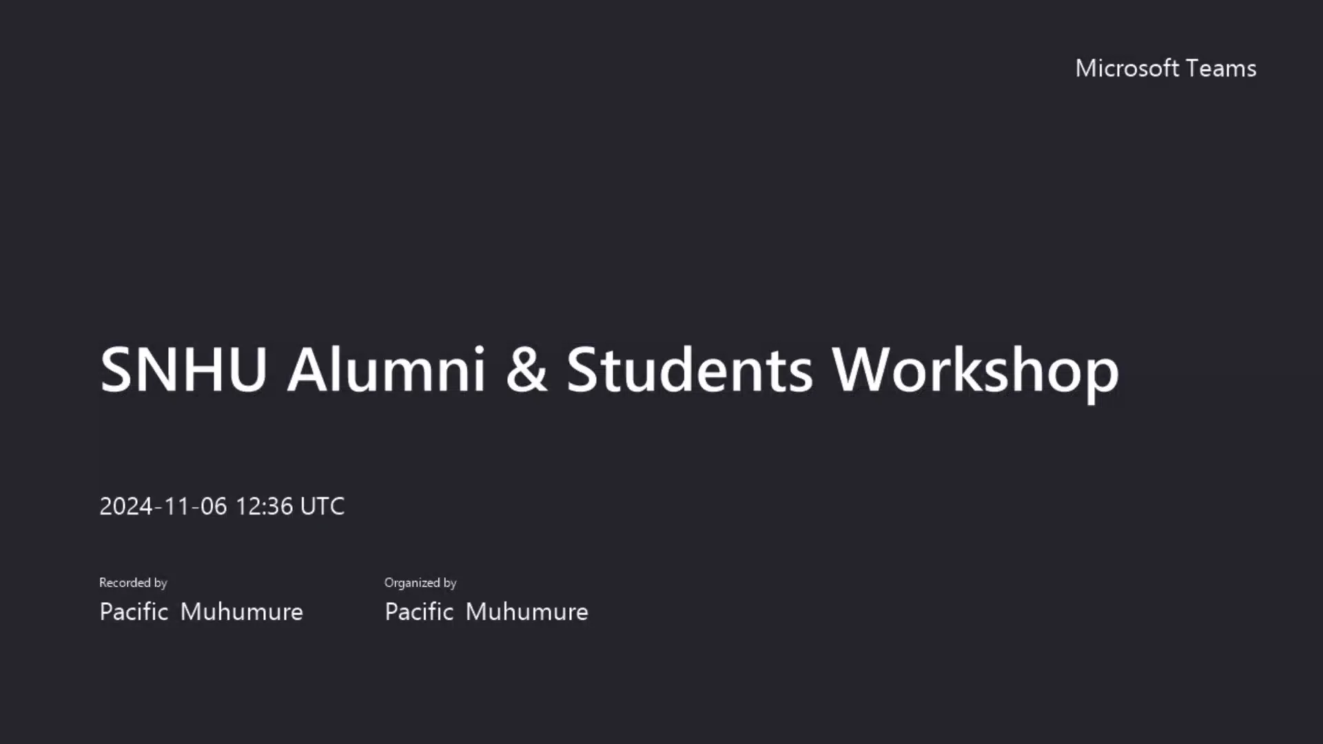 SNHU Alumni & Students Workshop- Meeting Recording