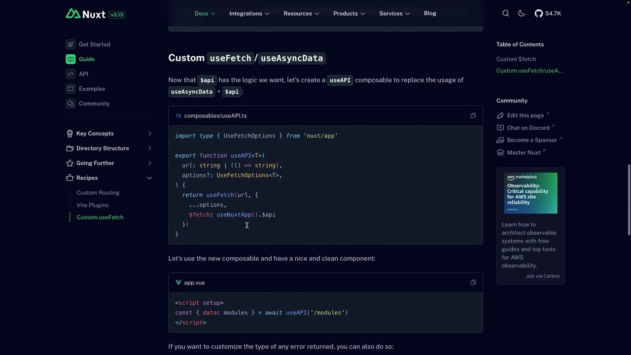 Create a Custom useFetch Nuxt Composable - A Vue.js Lesson From... Create a Custom useFetch Nuxt Composable - A Vue.js Lesson From...