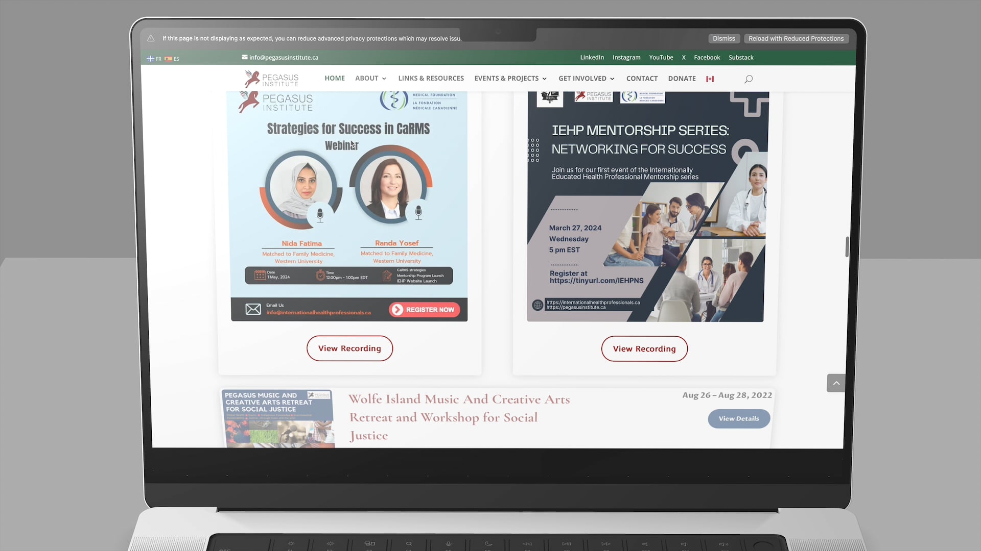 PEGASUS Website Portfolio