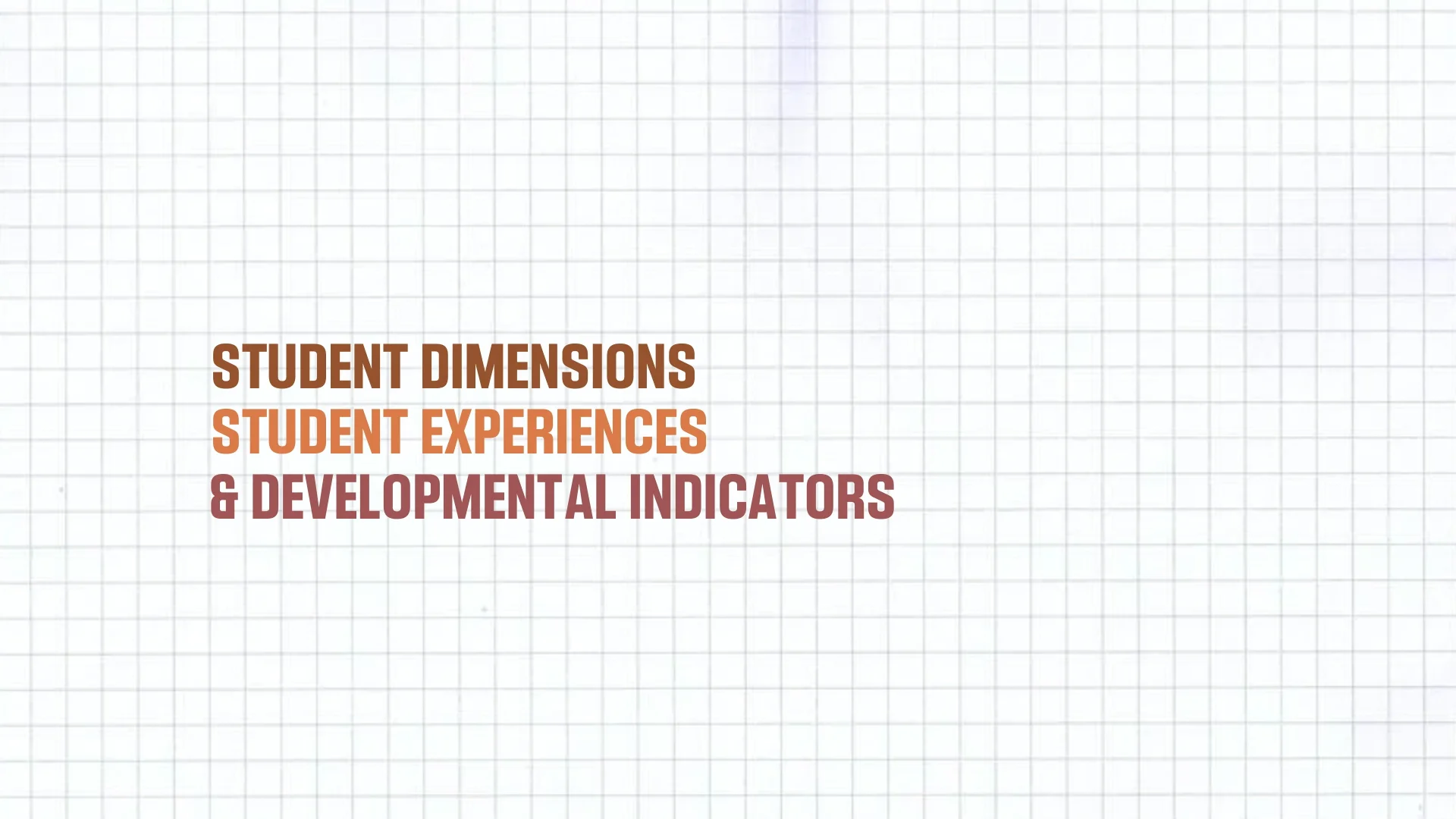 Student Dimensions, Student Experiences and Developmental Indicators