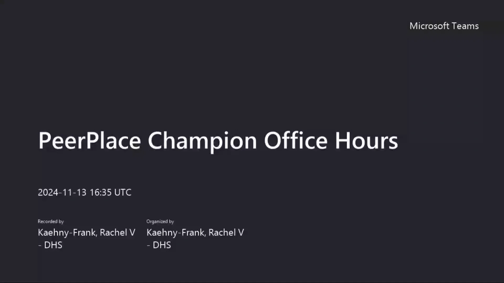 PeerPlace Champion Office Hours 2024-11-13