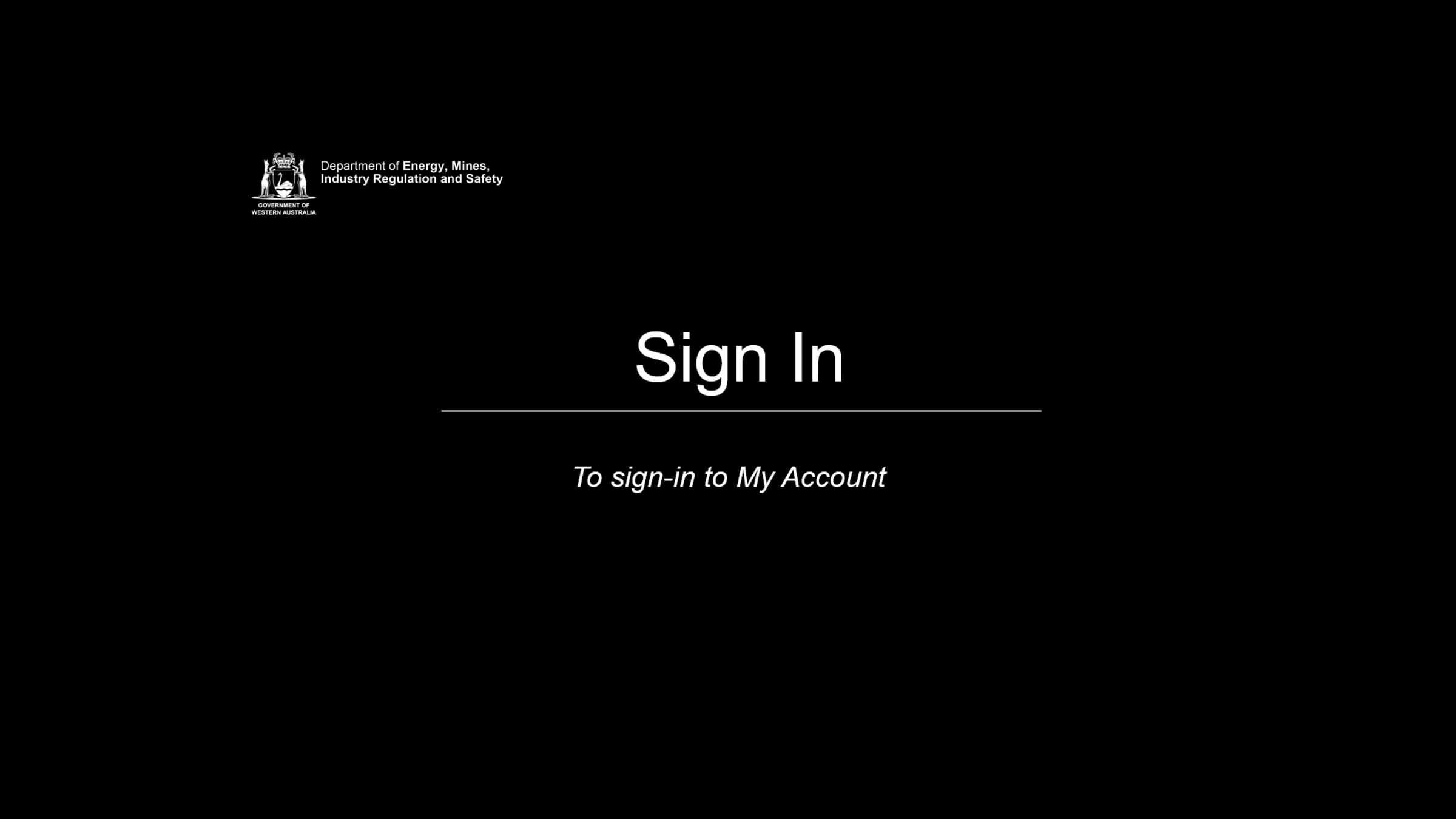 My Account - Sign In