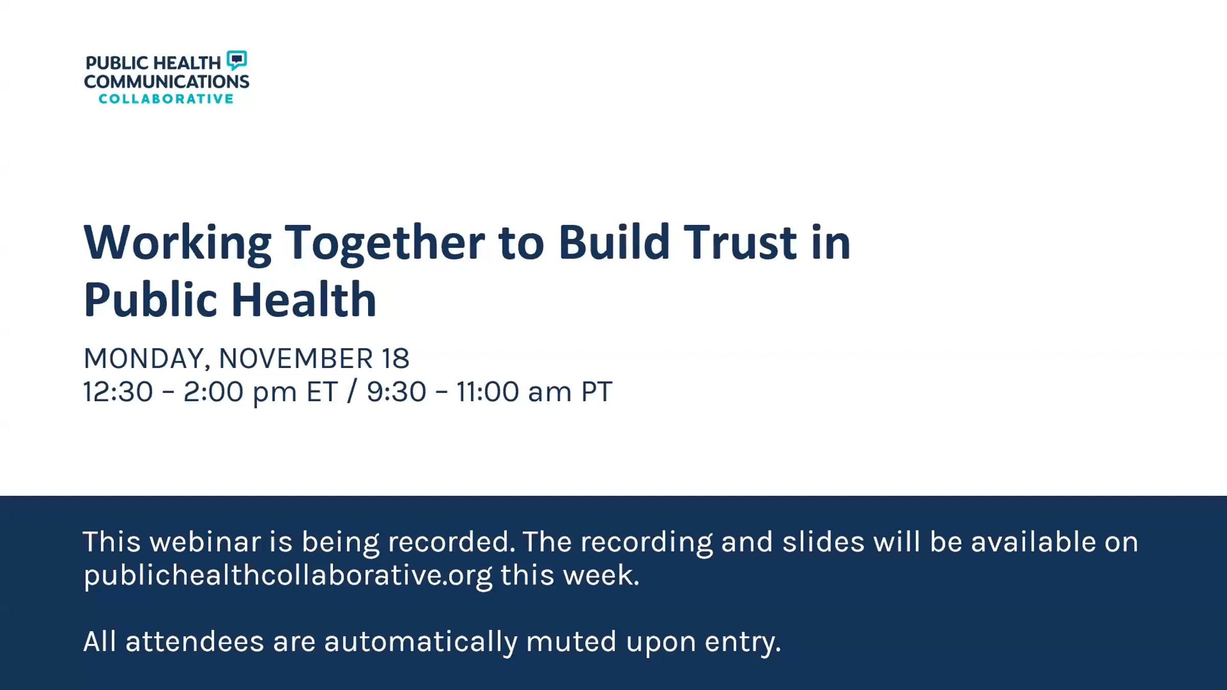 Working Together to Build Trust in Public Health