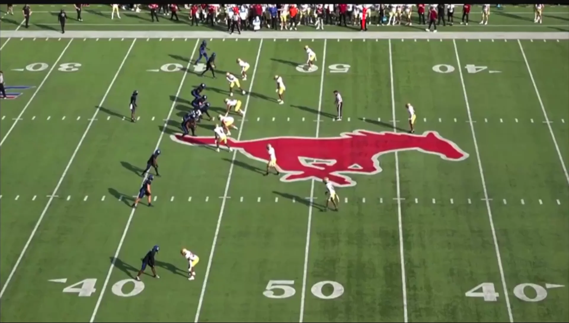 BC vs. SMU Q1 9:52 SMU43 1st & 10 PA OZ X Slant Stick Post-Wheel vs. C1 ...