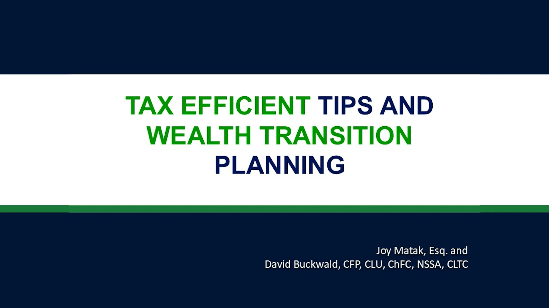 Estate Planning with Joy Matak Esq. and Dave Buckwald