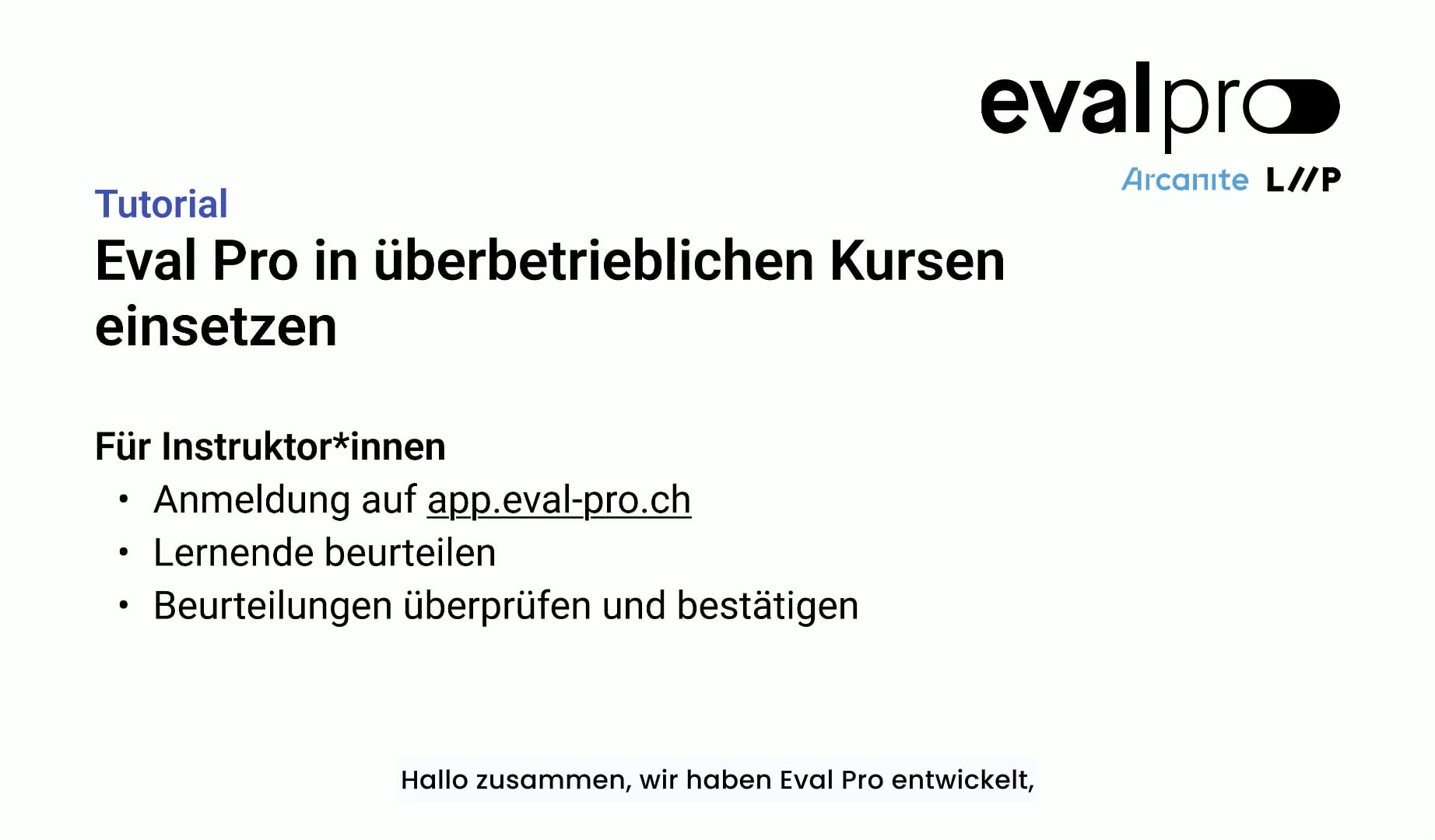 Eval Pro Anleitung - Instruktor‧in