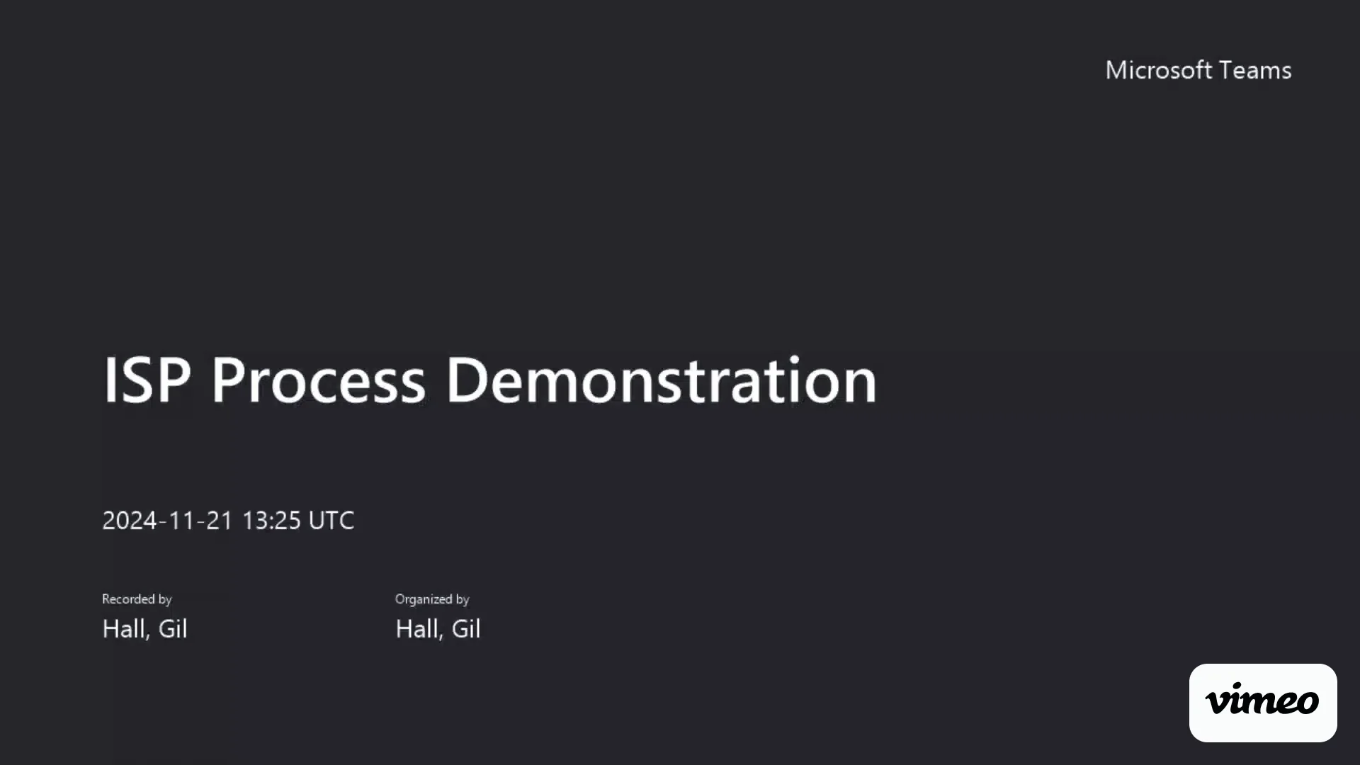 ISP Process Demonstration 11-21-24