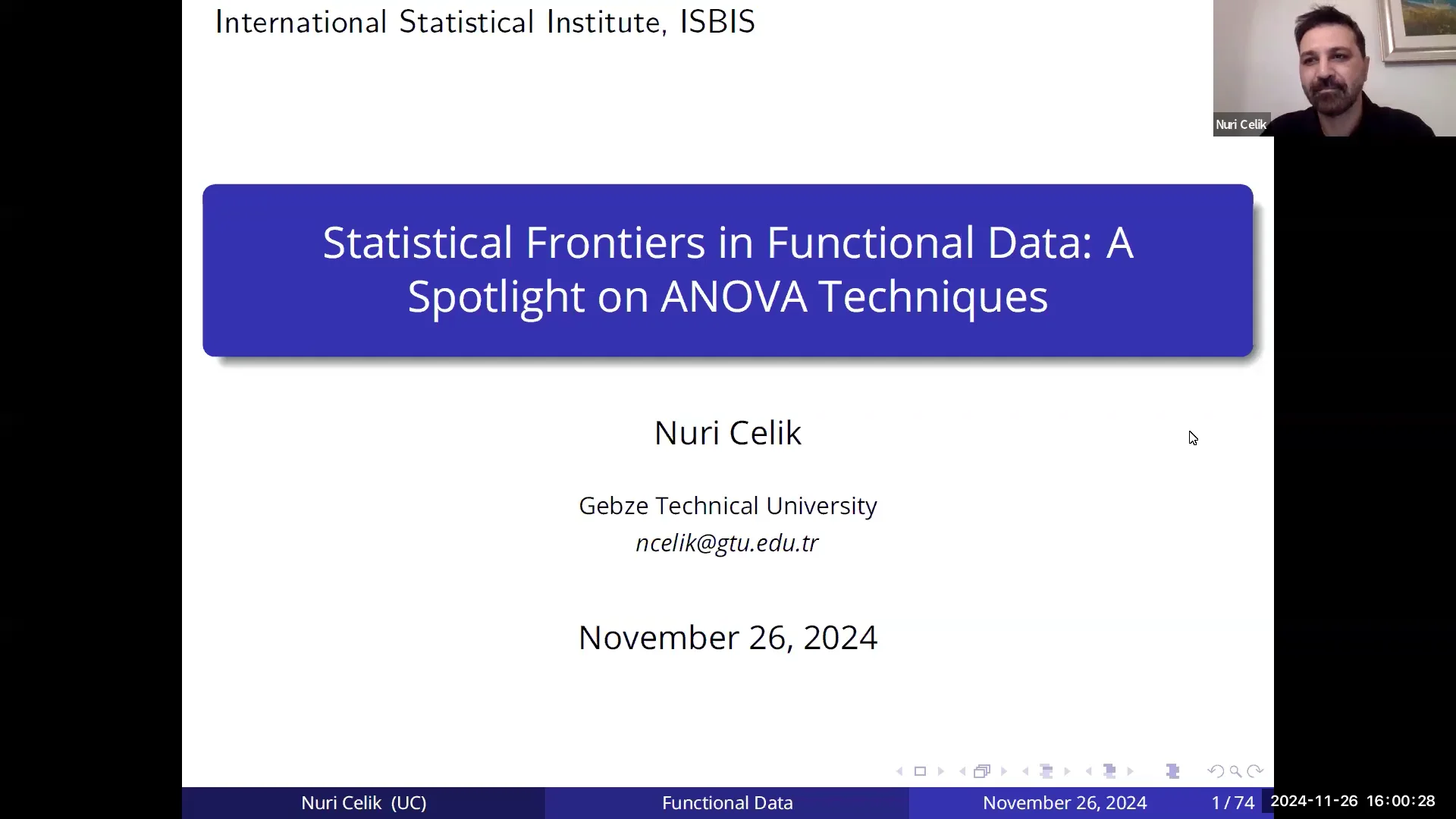 2024-11-26 ISBIS: Statistical Frontiers in Functional Data: A Spotlight on ANOVA Techniques