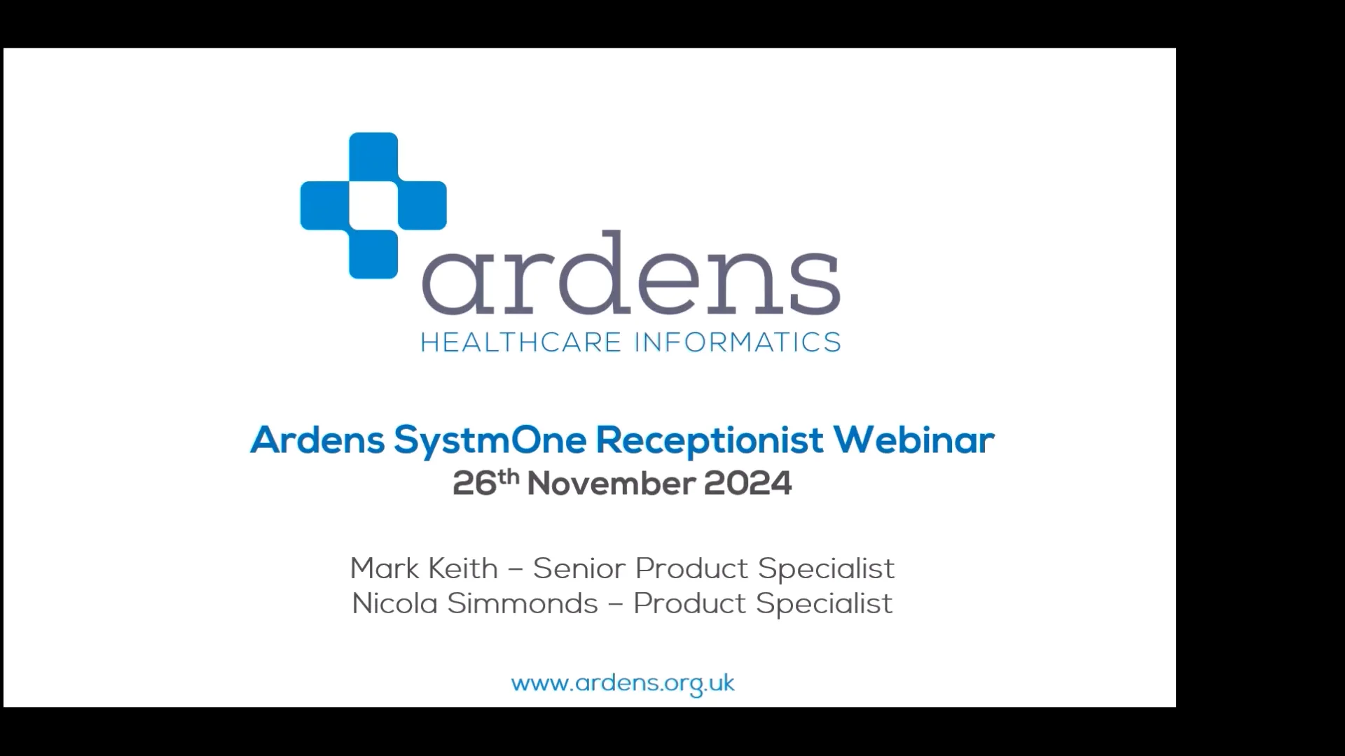 Ardens SystmOne Reception Webinar