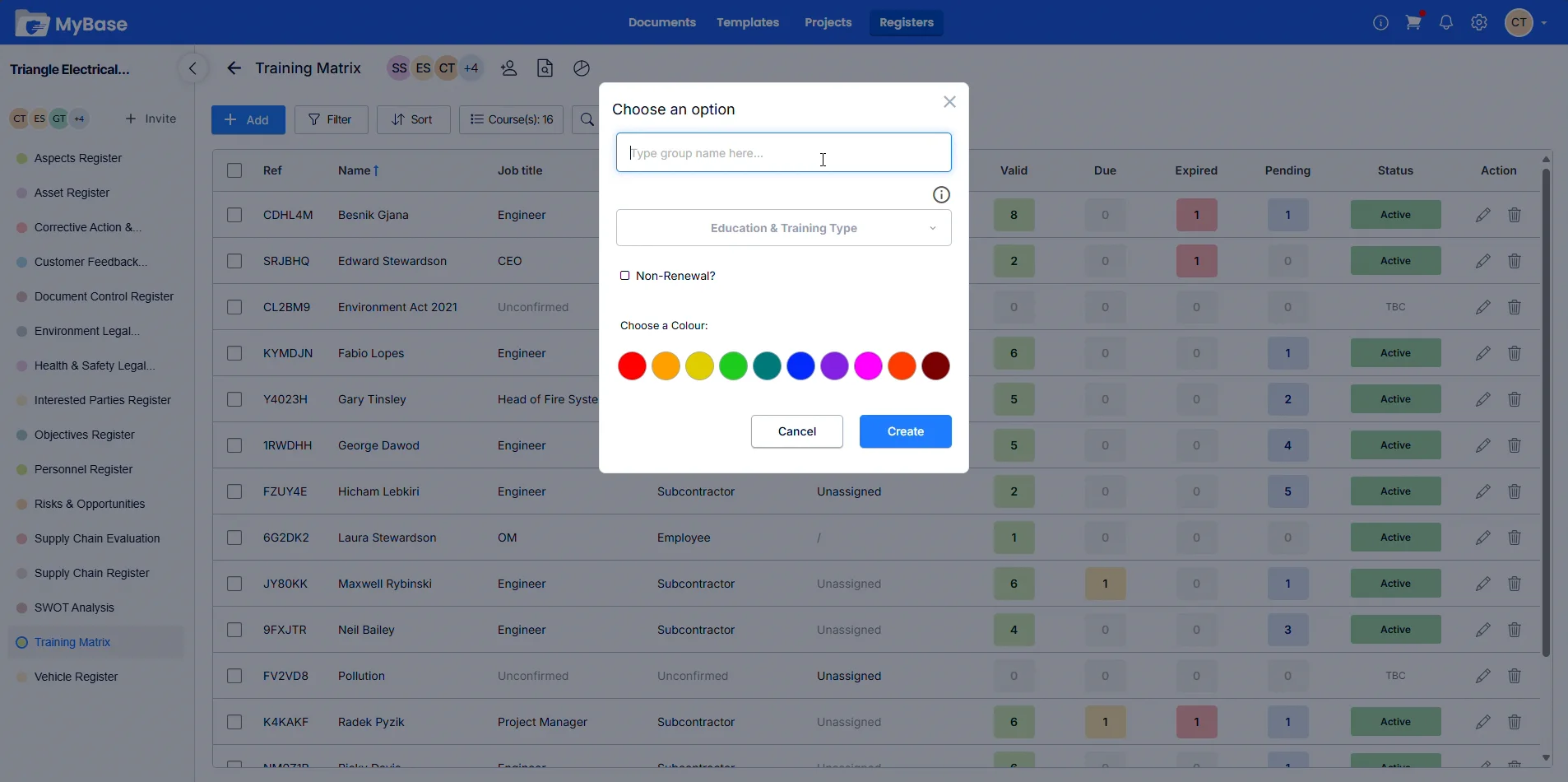 Assign course to personnel