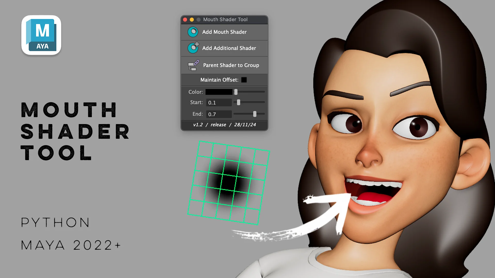 Mouth Shader Tool - Demo - Maya Python Script