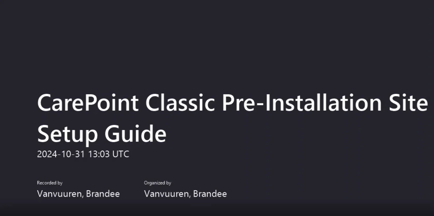 CarePoint Classic Pre-Install Site Setup