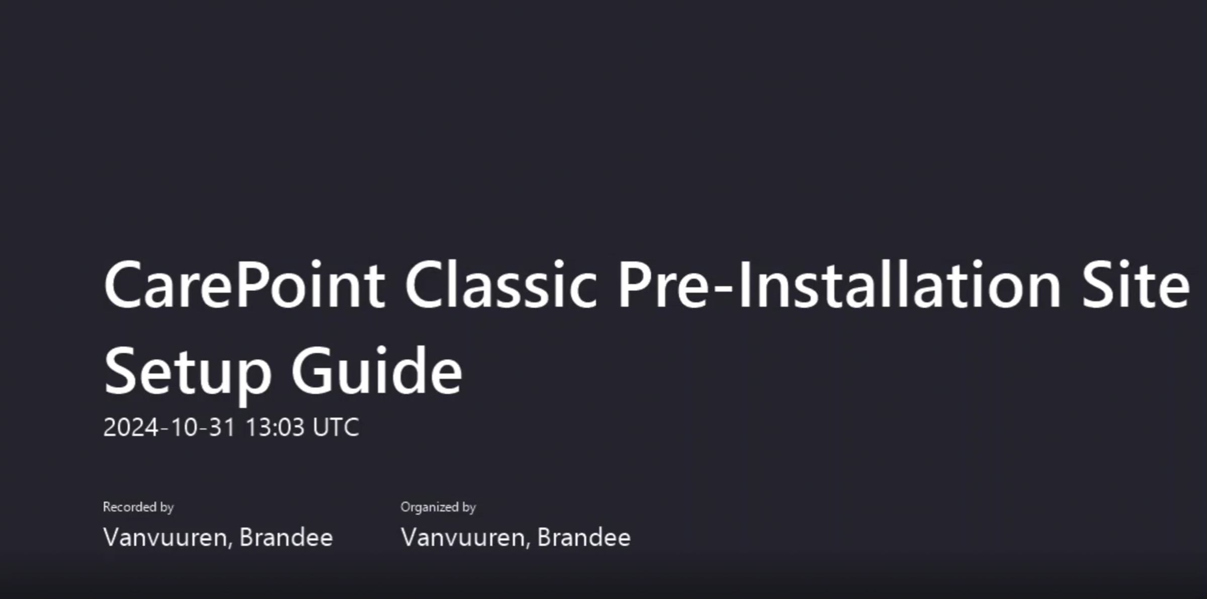 CarePoint Classic Pre-Install Site Setup