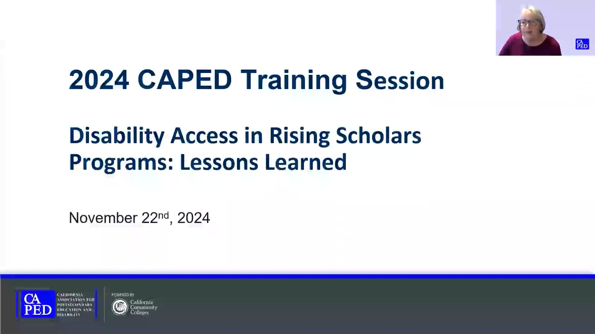 2024 November CAPED Training Session Disability Access in Rising Scholars Programs: Lessons Learned