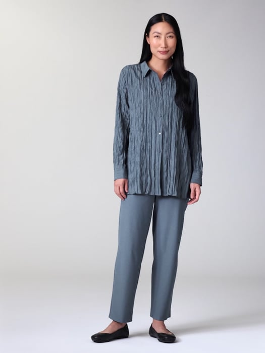 Crinkle Silk Habutai Classic Collar Shirt | EILEEN FISHER Crinkle Silk Habutai Classic Collar Shirt | EILEEN FISHER