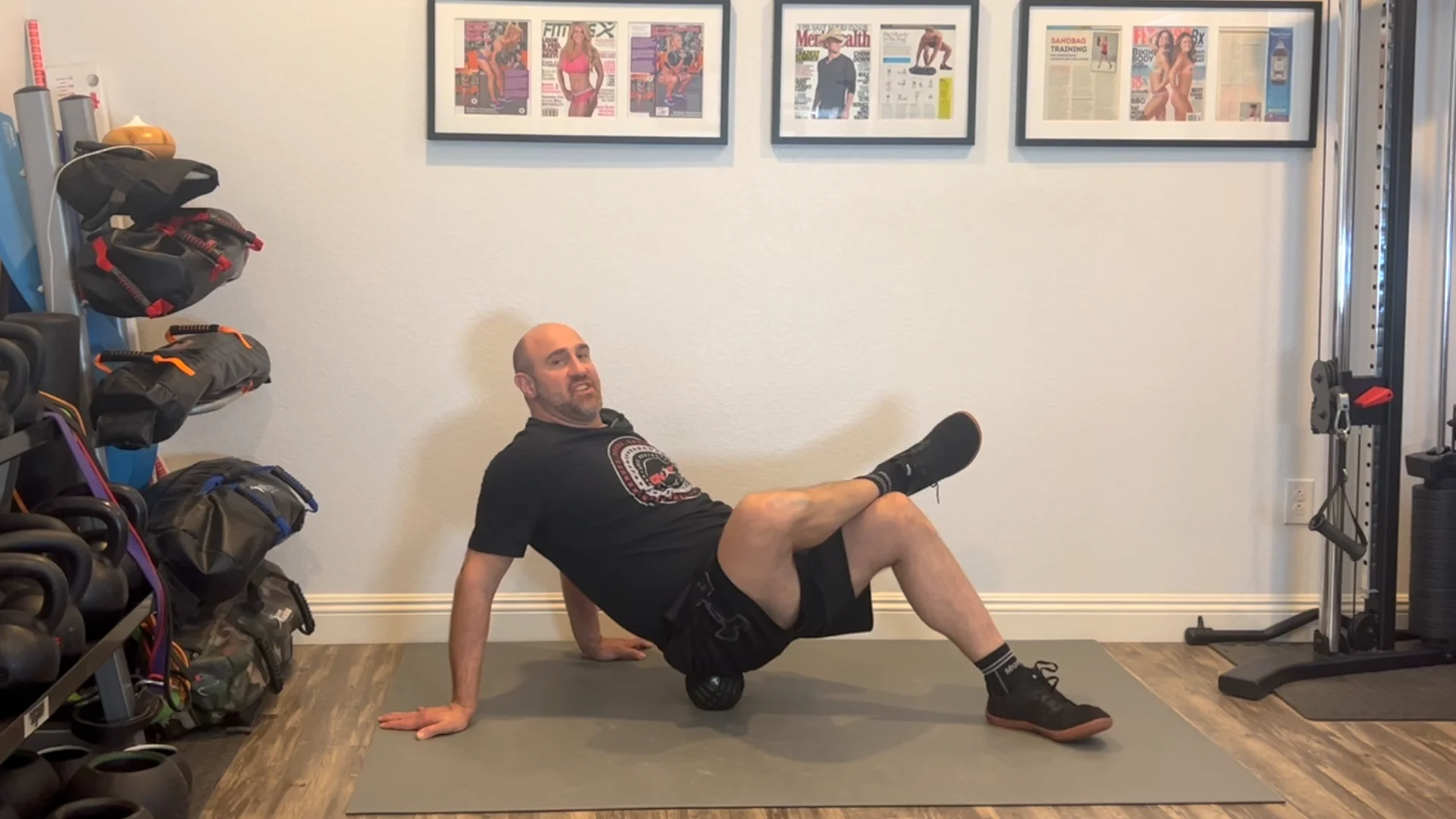 Large Soft-Tissue Ball Seated Hip Cross Glute -Mobility Program