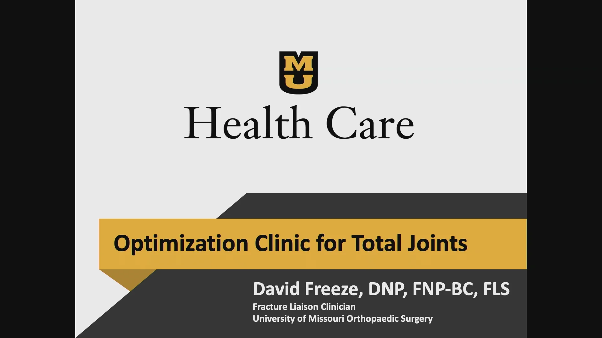 Optimization Clinic for Total Joints