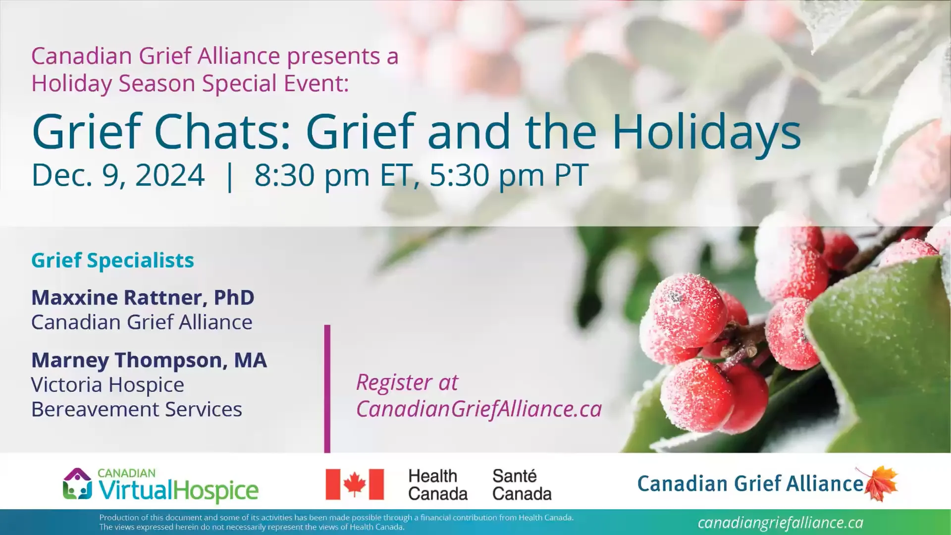 Grief Chats: Grief and the Holidays - December 9, 2024