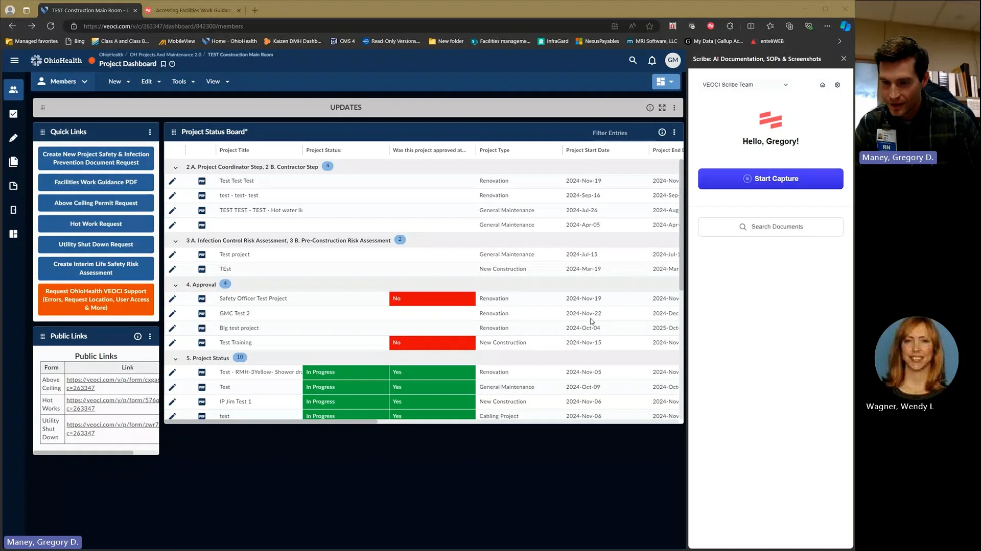 Above Ceiling Permit Request VEOCI