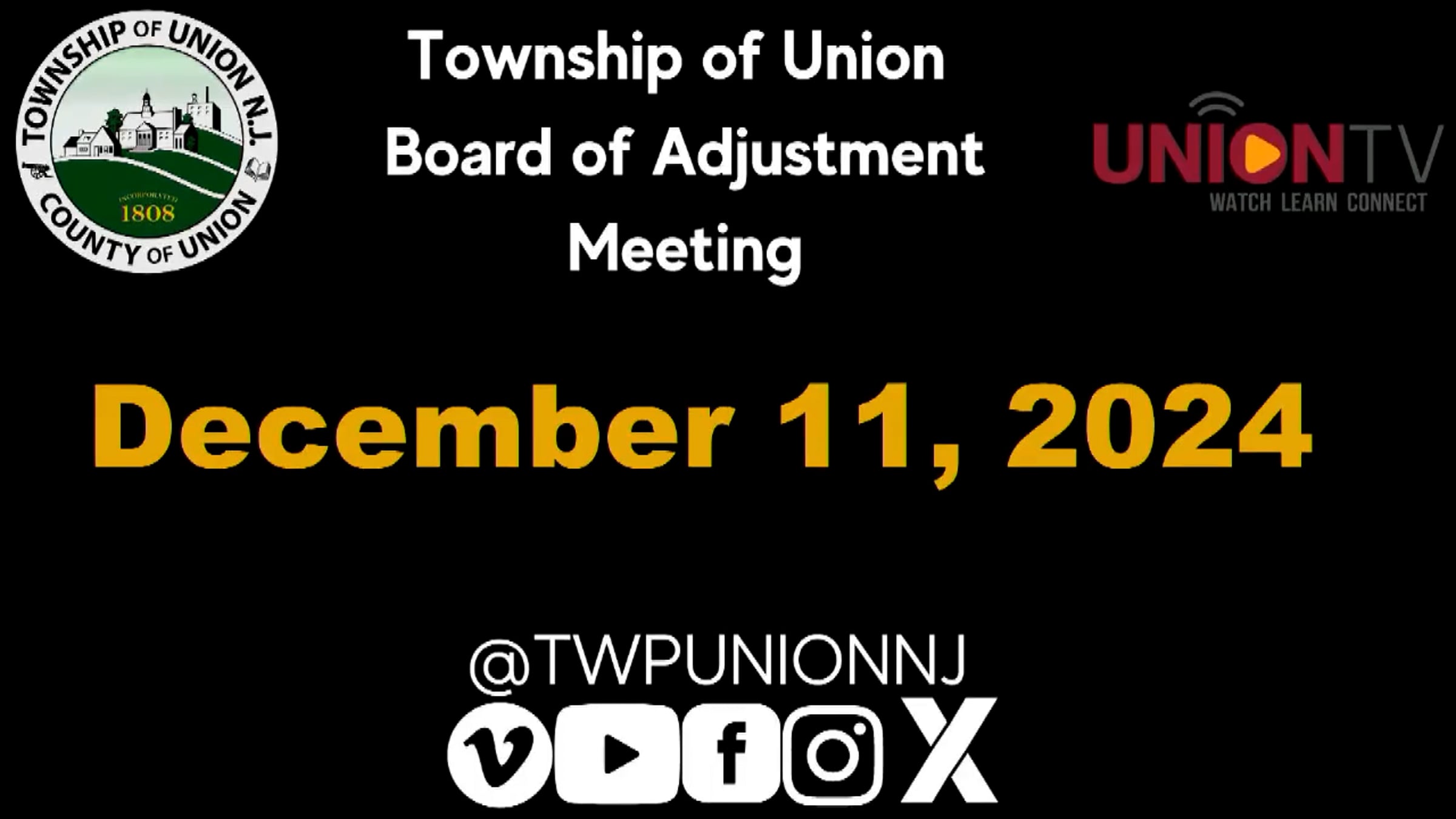 Township of Union Board of Adjustment Meeting December 11, 2024
