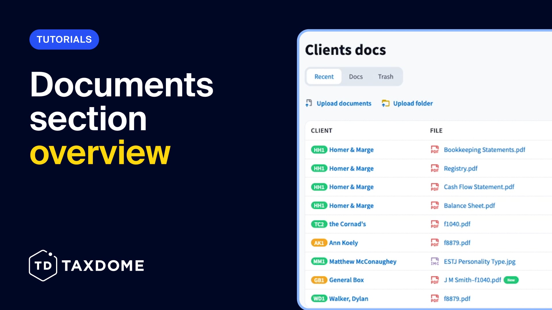 Documents section overview