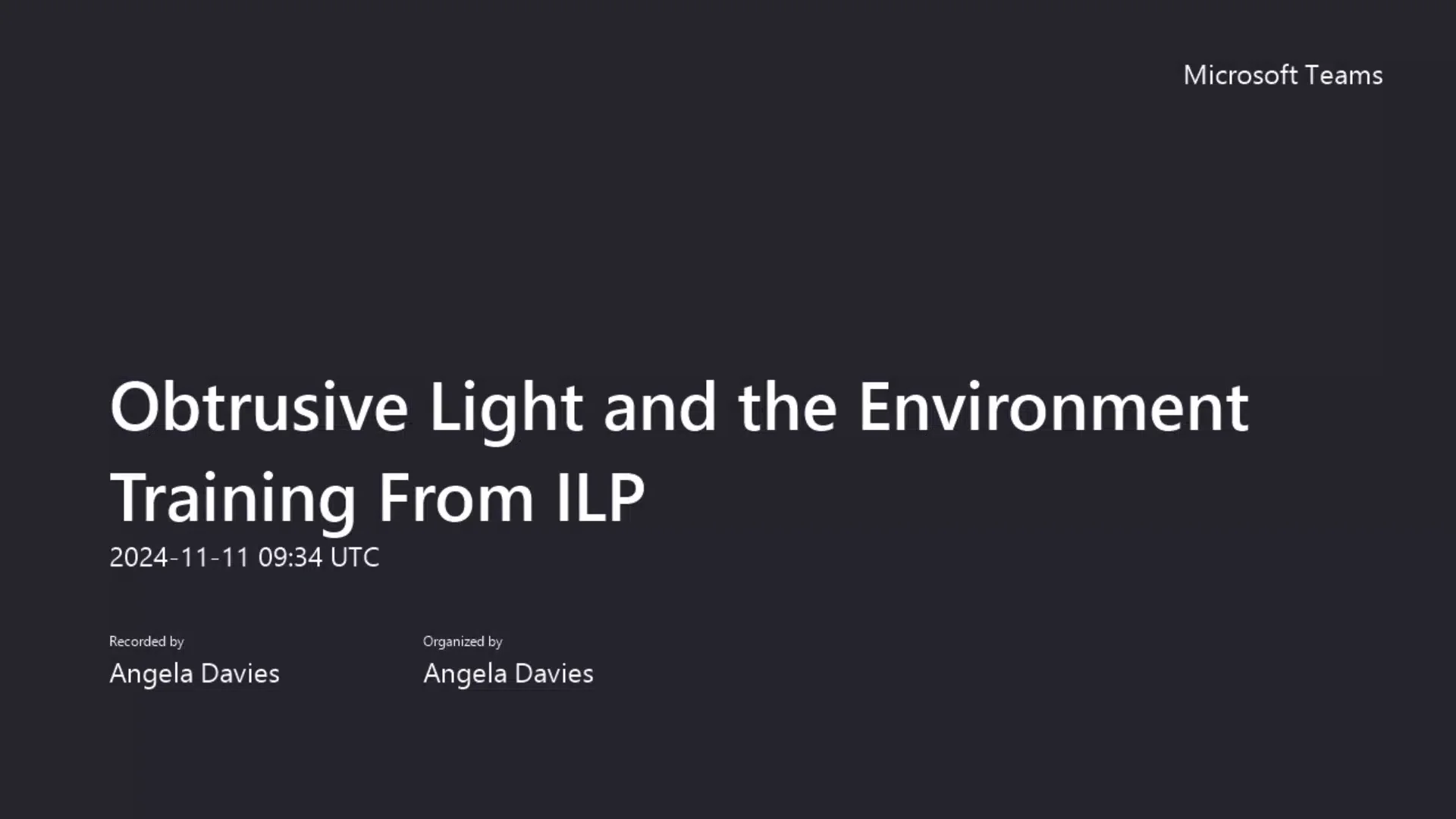 Obtrusive Light and the Environment Training From ILP Part 1