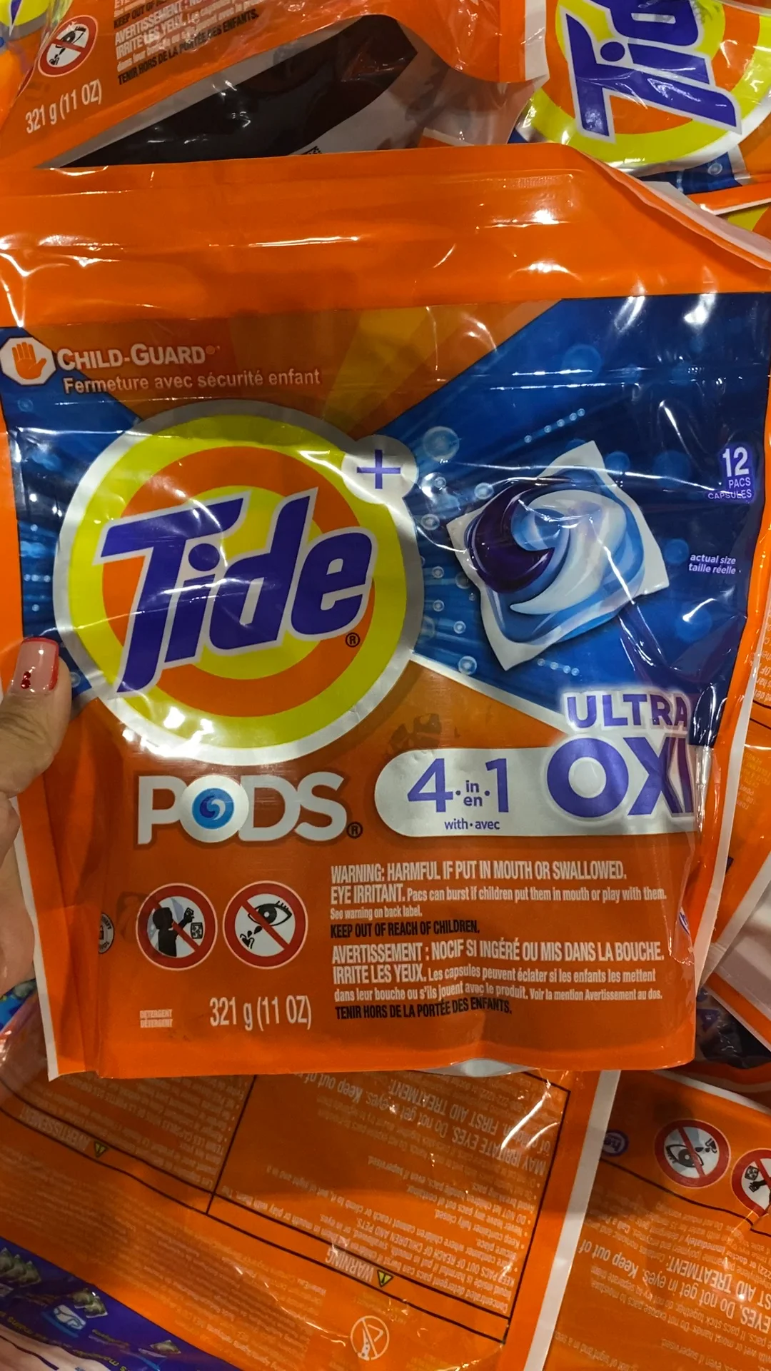 Tide Pods 4 in 1 Ultra OXI 12 Capsules 11 Oz and 12 Oz
