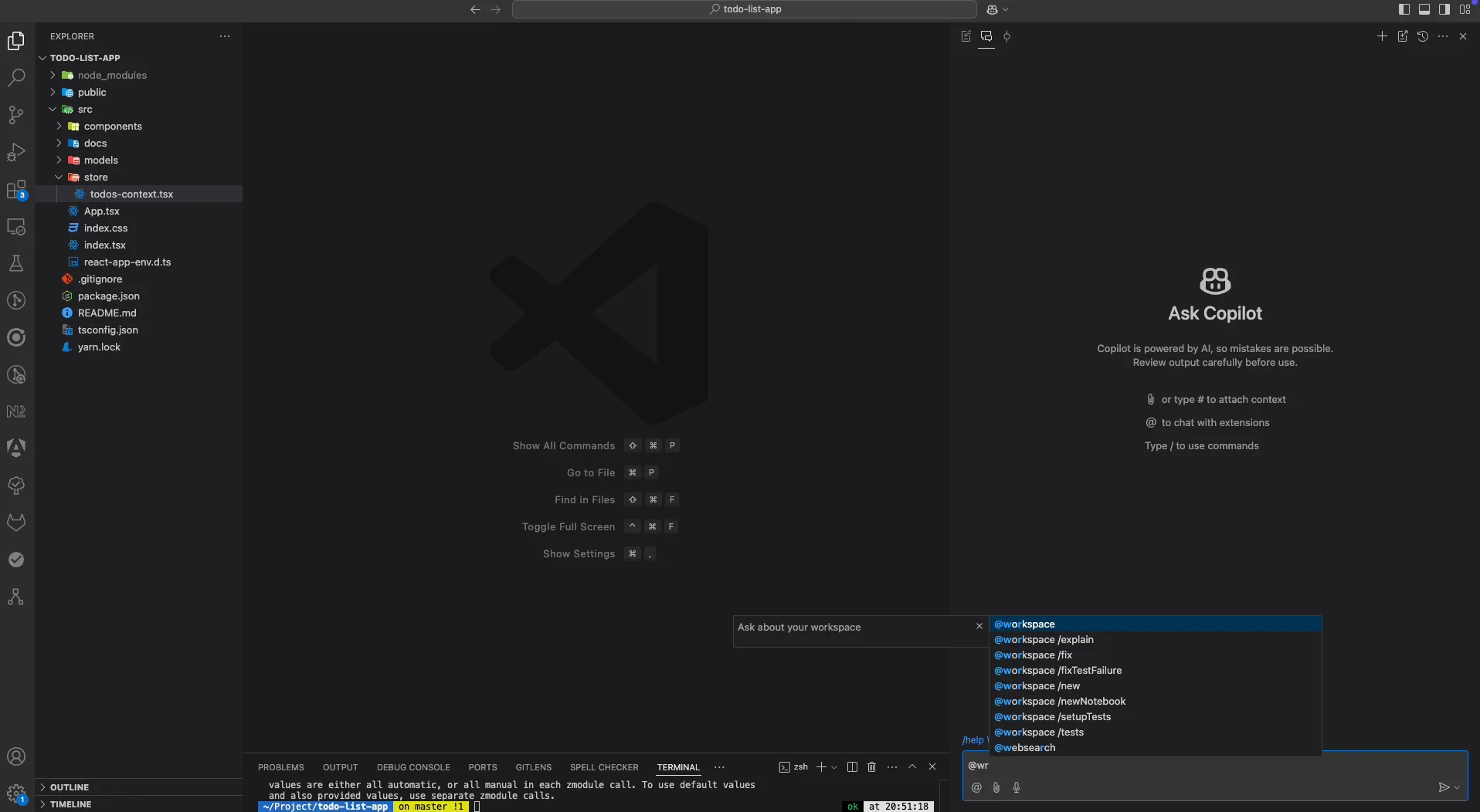 Ask copilot to find code in your codebase