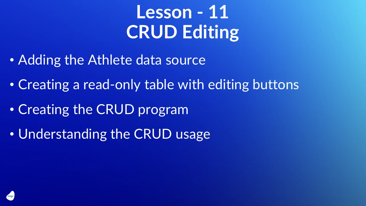 Magic Web Client Course - L11: CRUD Editing