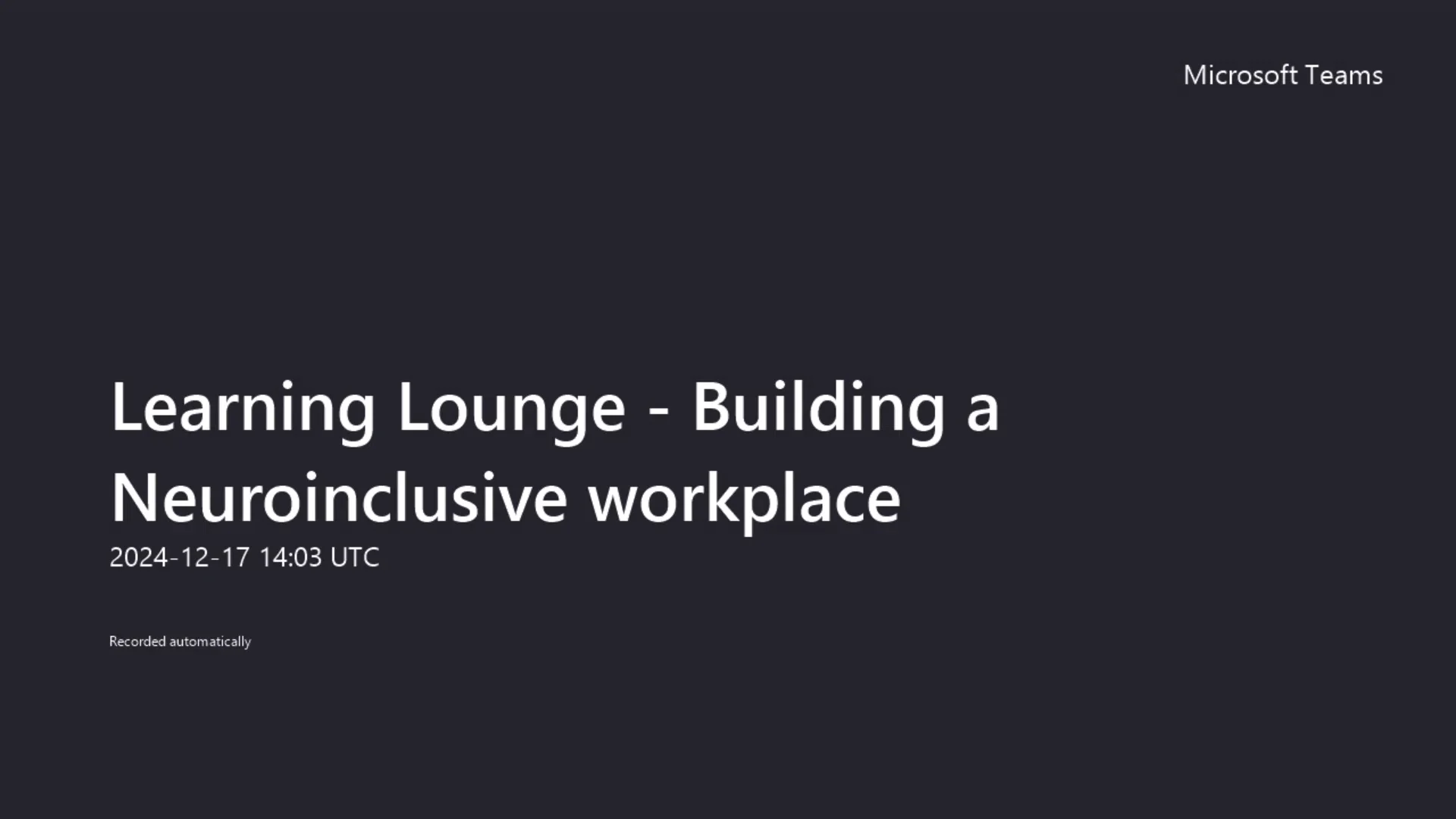 Learning Lounge - Building a Neuroinclusive Workplace
